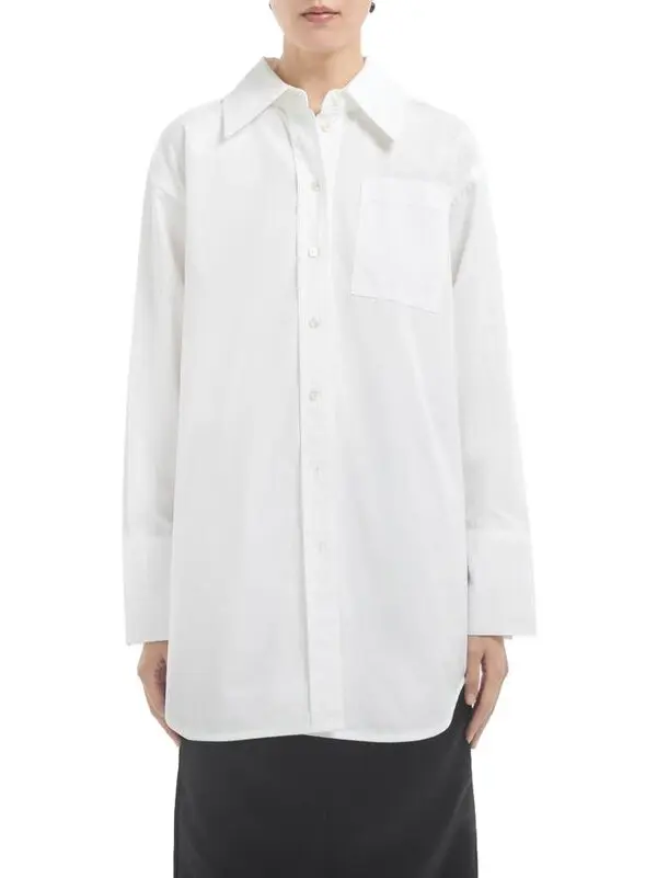 Co Cotton Sateen Overshirt - White