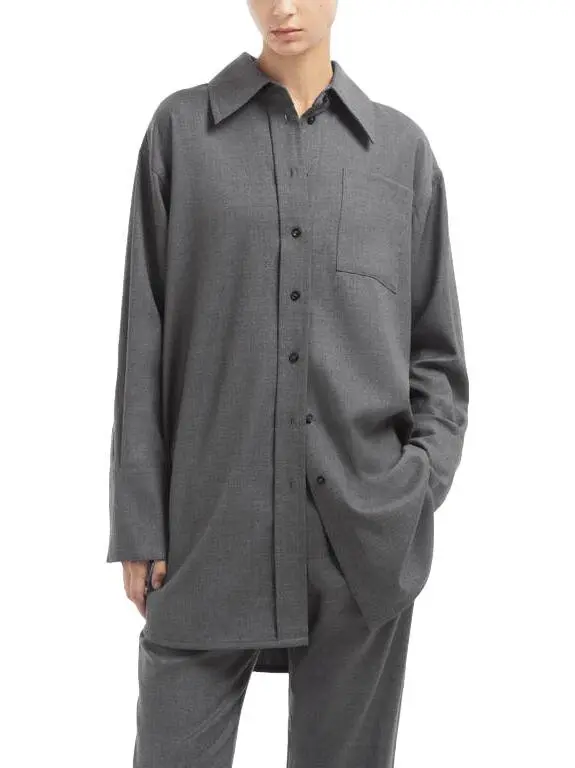 Co Overshirt In Wool - Grey Melange