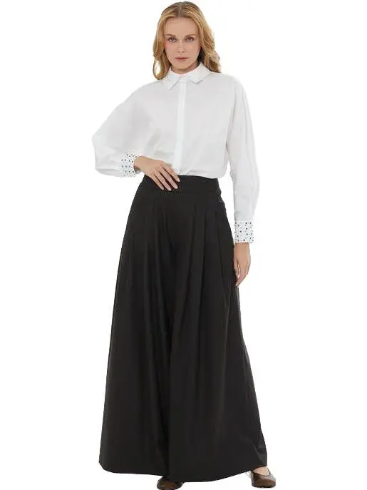 GIZIA High-waist Wide-leg Trousers - Brown