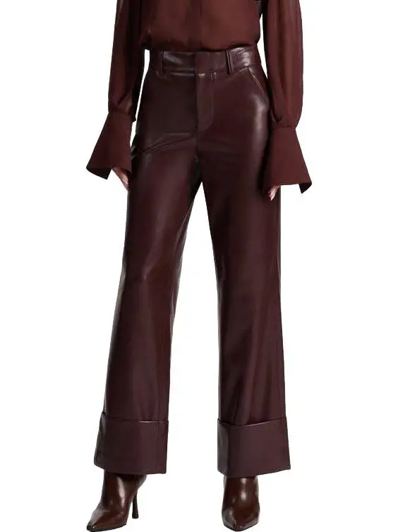 Alice + Olivia Alexander High-waist Faux Leather Pants - Dark Chocolate