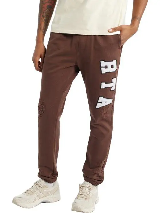 RtA Owen Collegiate Distressed Joggers - Brown Collegiate