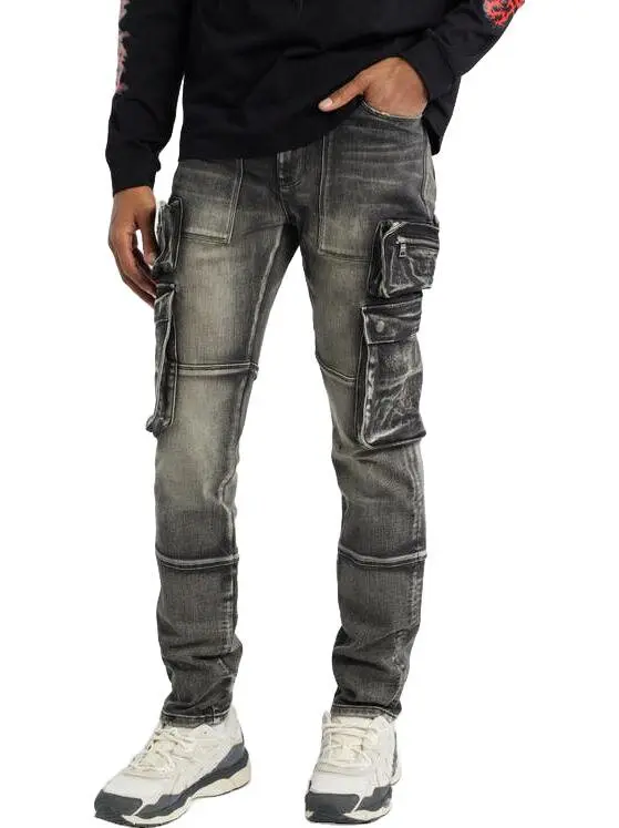 RtA Slate Cargo Skinny Jeans - Ash Storm