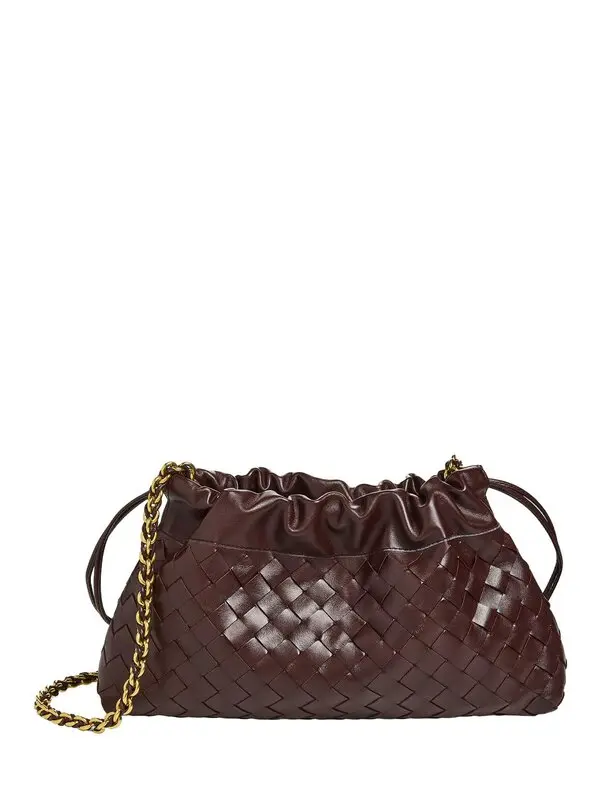 Bottega Veneta Intrecciato Leather Shoulder Bag - 2264 Dark Barolo-m Brass