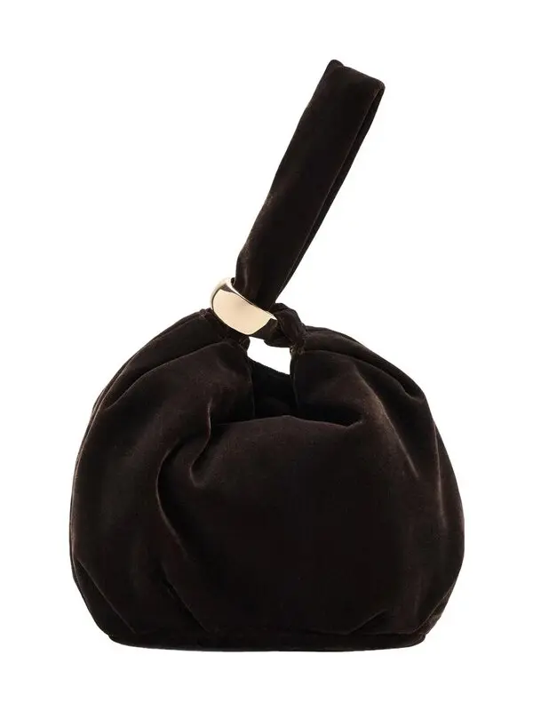 Mango Velvet Pouch With Loop Handle - Chocolate