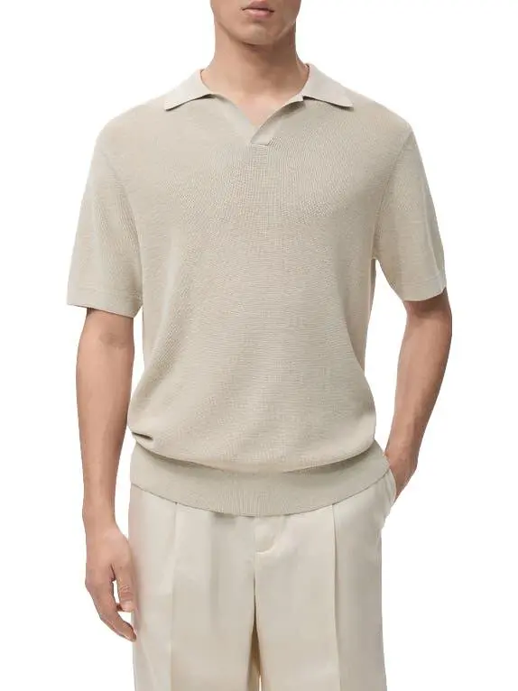 Mango Structured Knit Polo - Beige