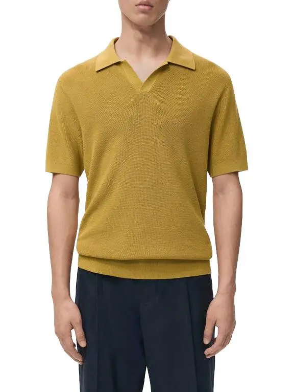 Mango Structured Knit Polo - Curry