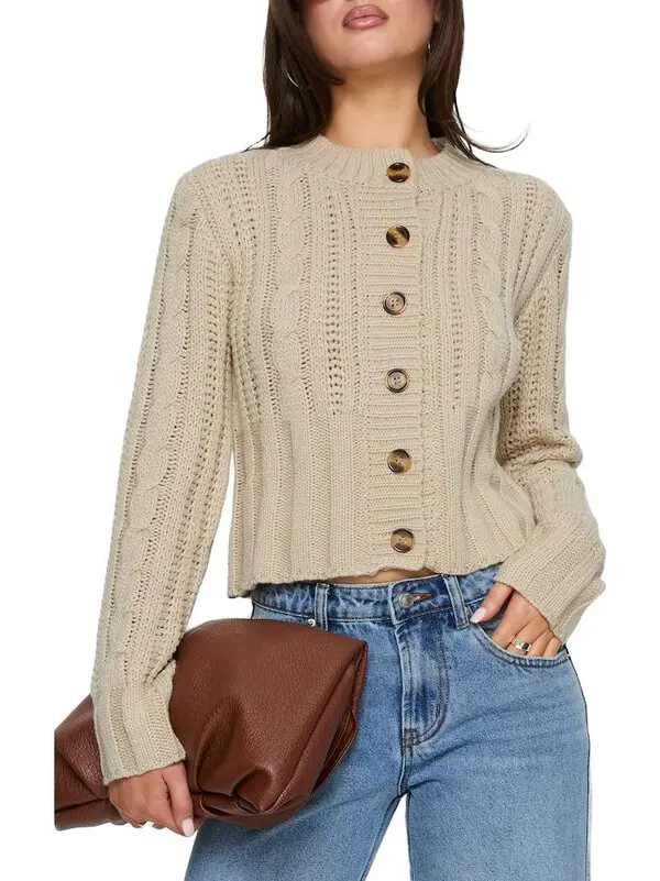 Princess Polly Donielle Cable Cardigan - Beige
