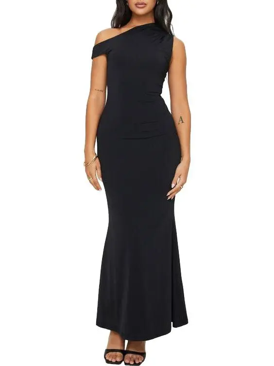 Princess Polly One-shoulder Maxi Dress - Black