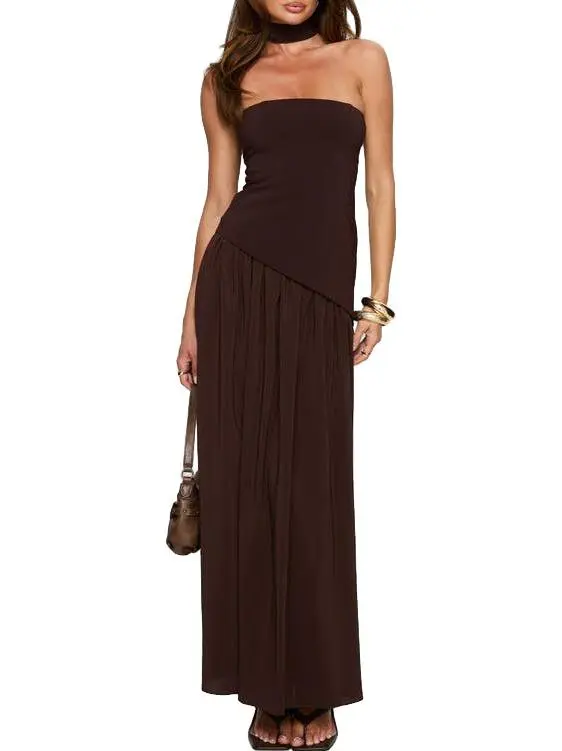 Princess Polly Odella Strapless Maxi Dress - Chocolate