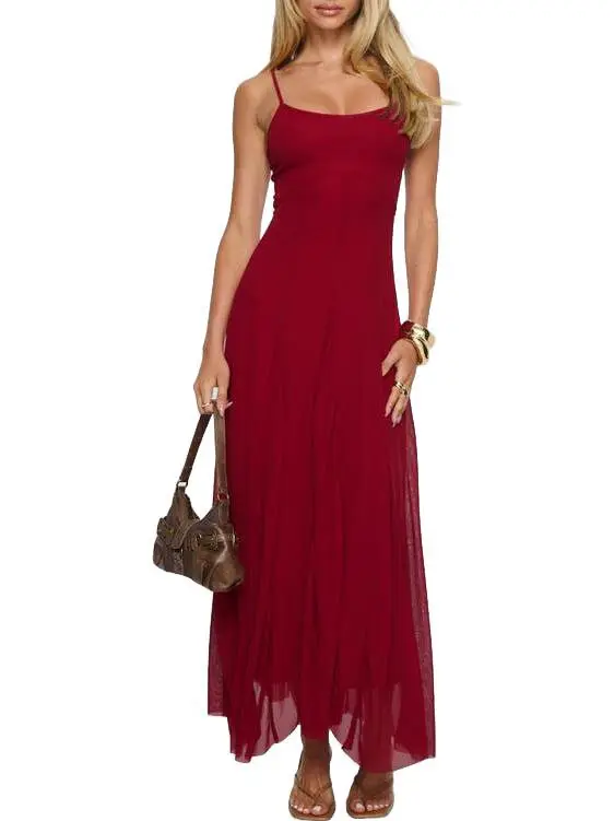 Princess Polly Janeira Pleated Maxi Dress - Red