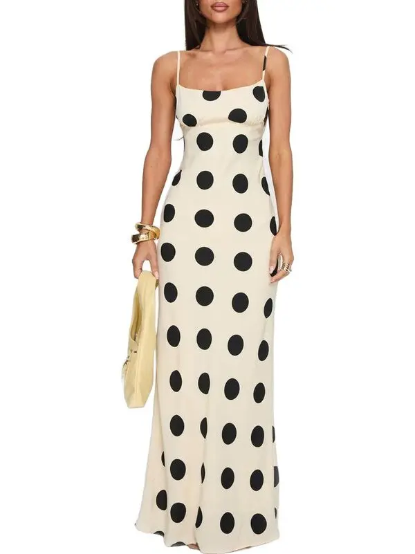 Princess Polly Vienna Dot Maxi Dress - Cream/polka Dot
