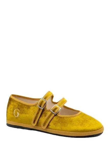 GONDOLINA SHOES Nina Mary Jane Double Lace Ballet Flats - Gold Yellow