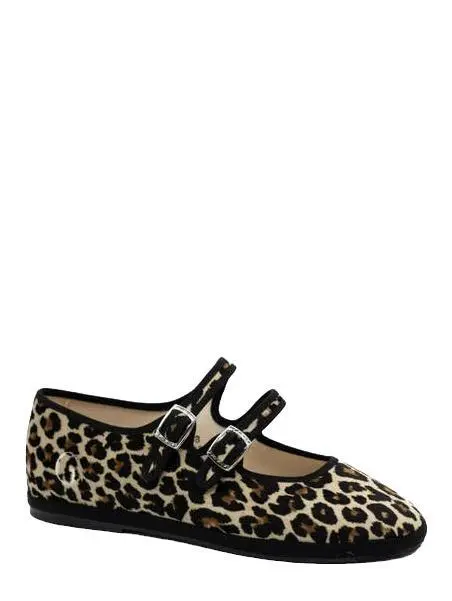 GONDOLINA SHOES Leopard Mary Jane Double Lace Ballet Flats - Animalier