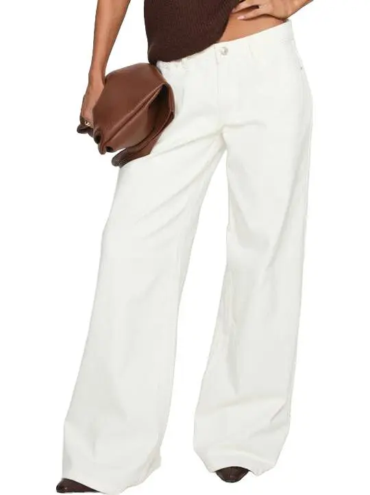 Princess Polly Ramos Low Rise Wide Leg Jeans - White
