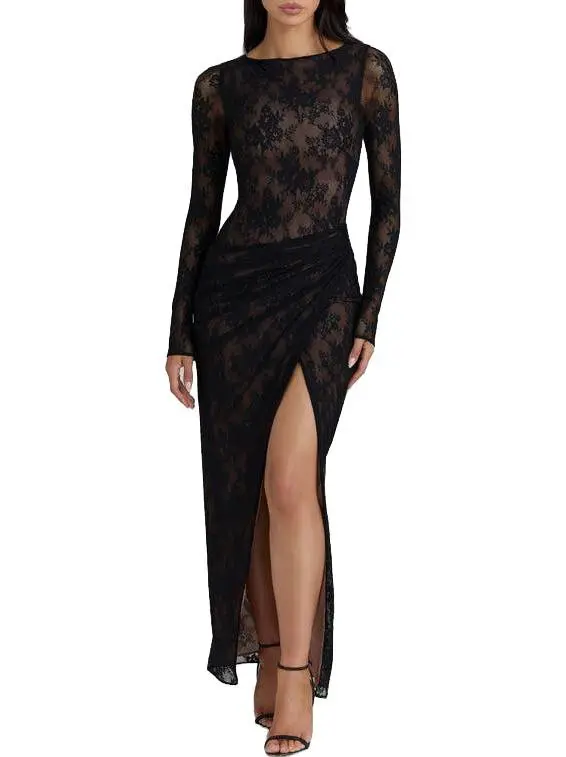 House Of Cb Sapphira Lace Gown - Black
