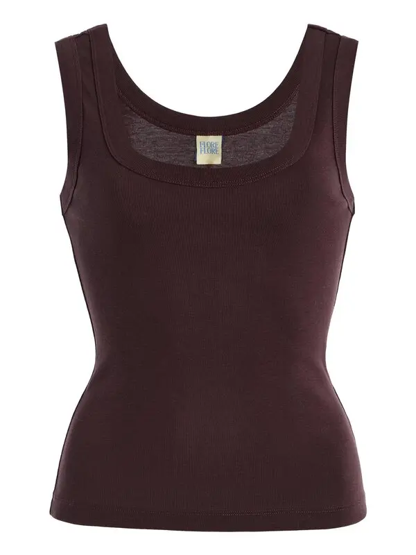 FLORE FLORE Hillie Cotton Tank Top - Brown