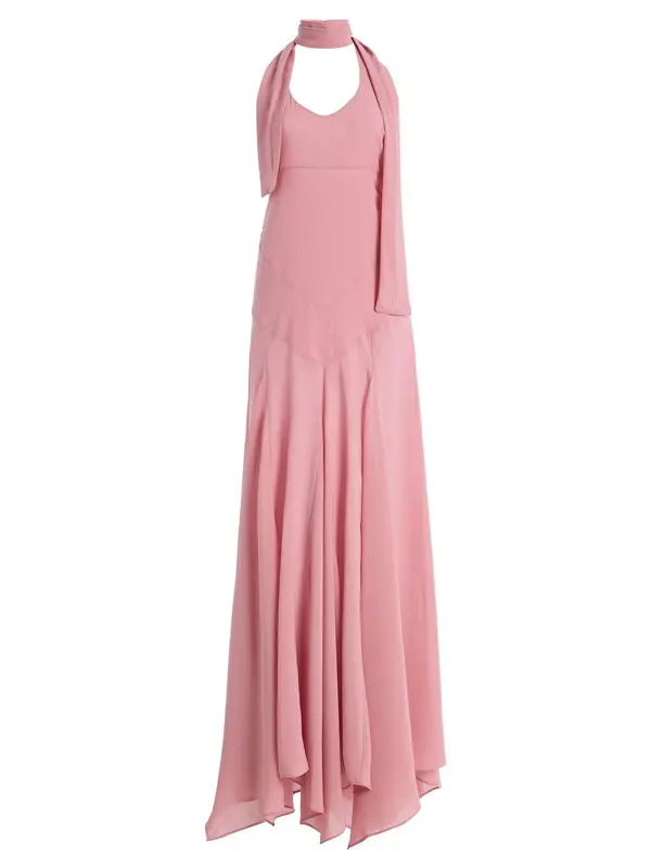 SIEDRES Raye Crepe Halter Neck Maxi Dress - Pink