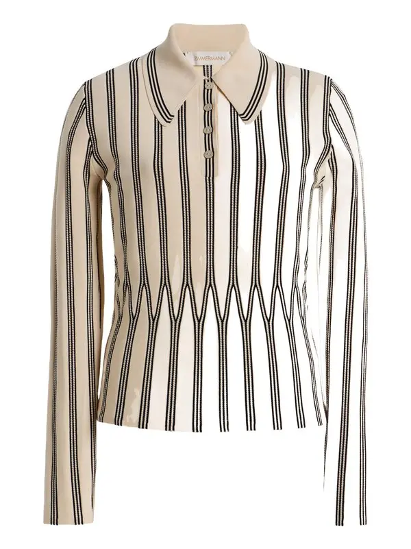 Zimmermann Rebellion D Knit Polo Shirt - Stripe
