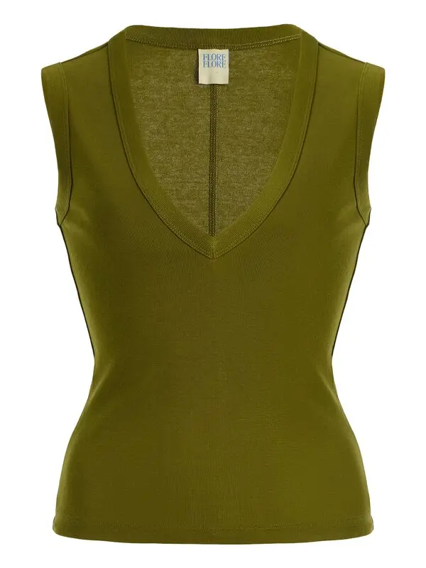 FLORE FLORE Dewi Cotton Tank Top - Green
