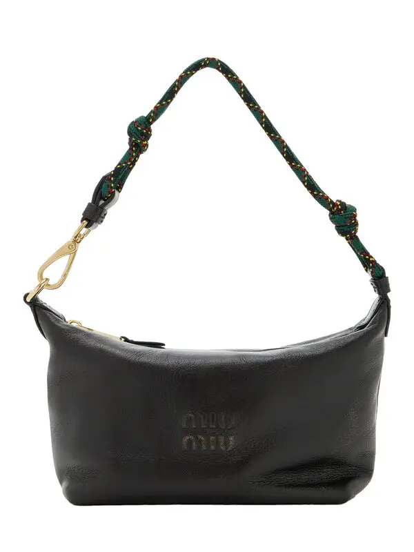 Miu Miu Leather Hobo Wristlet - Brown