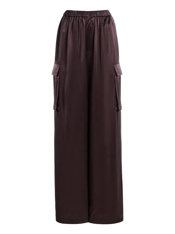 THE FRANKIE SHOP Delny Satin Cargo Pants - Brown
