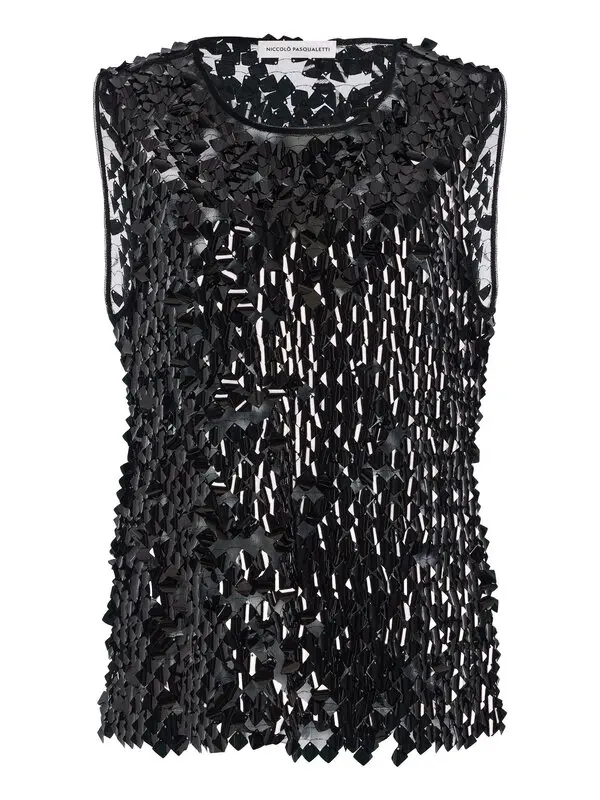 NICCOLO PASQUALETTI Beaded Tank Top - Black