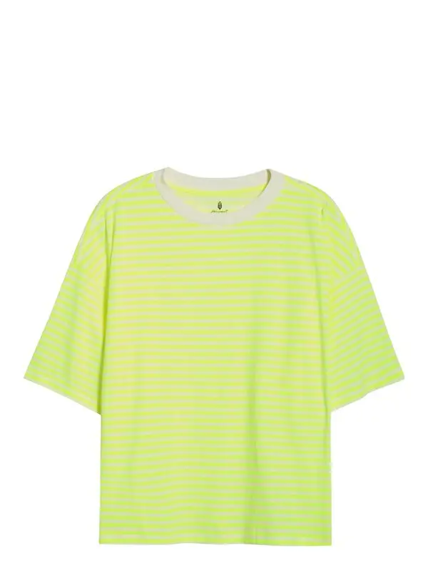 Free People Relaxed Fit Striped T-shirt - Court Stripe Highlighter