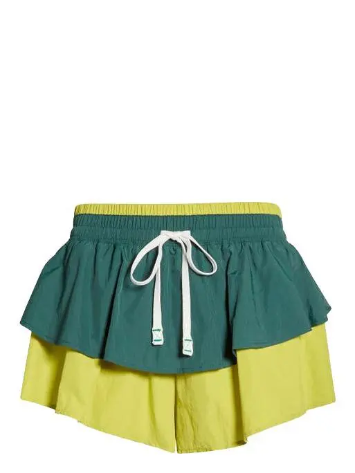 Free People Flex It High Rise Tiered Shorts - Evergreen Combo