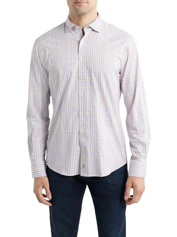 Johnnie-o Albie Gingham Check Everyday Performance Button-up Shirt - White