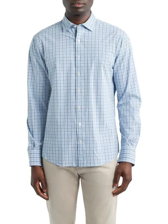 Johnnie-o Morse Check Everyday Performance Button-up Shirt - Wake