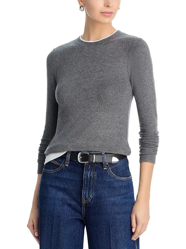 Aqua Layered Look Top - Heather Grey/white