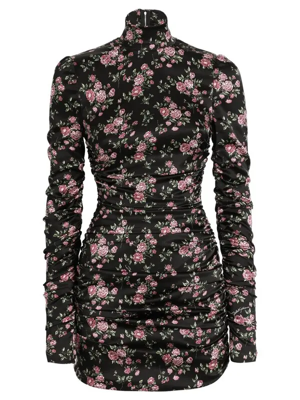 Dolce & Gabbana Rose-print Draped Dress - Multicolor