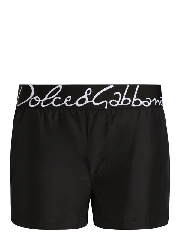 Dolce & Gabbana Short Swim Trunks With Logo - Black