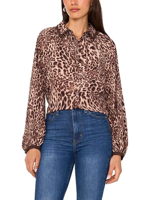 Vince Camuto Printed Raglan Sleeve Shirt - Rich Taupe