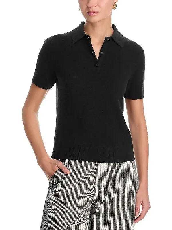 Bloomingdale'S 100% Cashmere Polo Sweater - Black