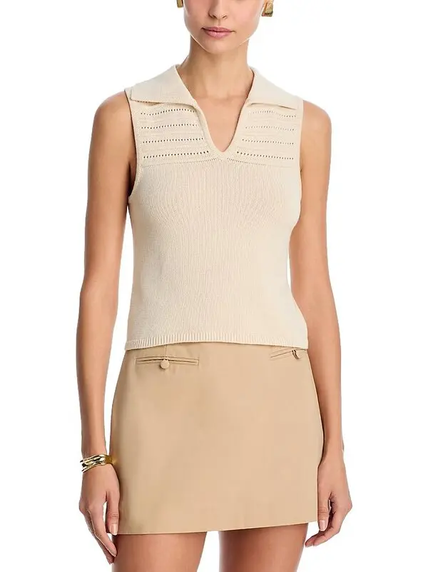 French Connection Nellis Pointelle Stripe Top - Ecru