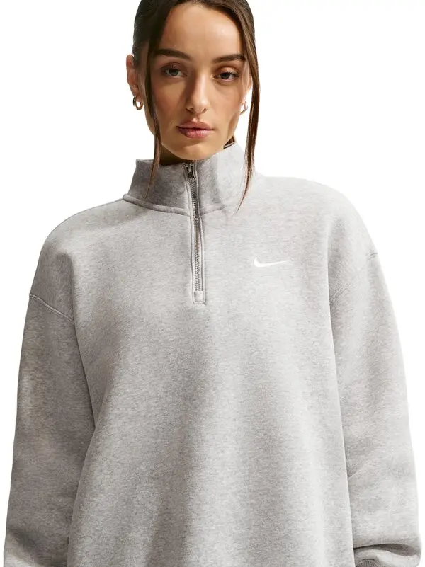 Nike Sportswear Phoenix Fleece Oversized 1/4-zip Long Sweatshirt - Grey