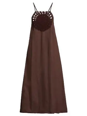 OTTOD'AME Midi Cotton Dress - Brown