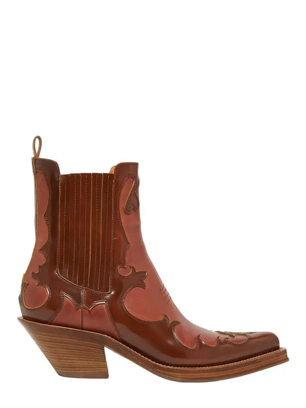Gabriela Hearst 70mm Cassidy Western-style Leather Booties - Cognac