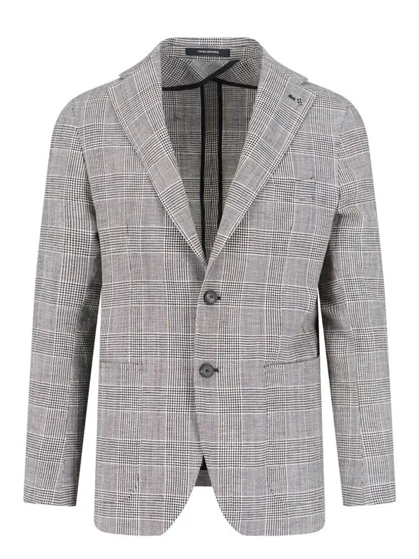 Tagliatore Single-breasted Blazer In Virgin Wool And Linen Blend - White