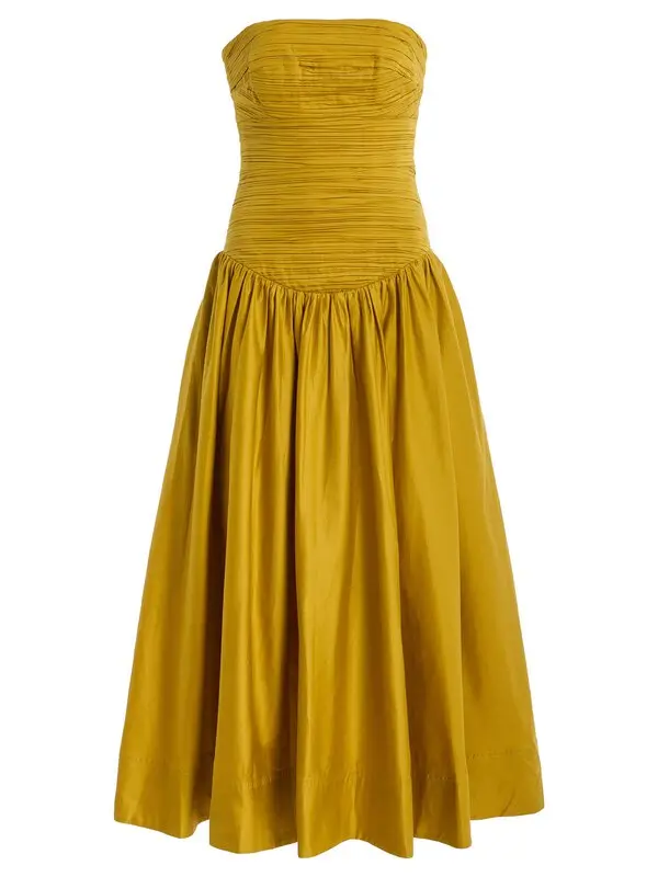 Aje Marigold Ruched Midi Dress - Yellow
