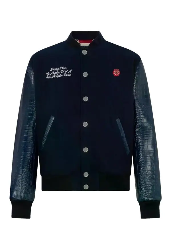 Philipp Plein Logo-detail Bomber Jacket - Blue