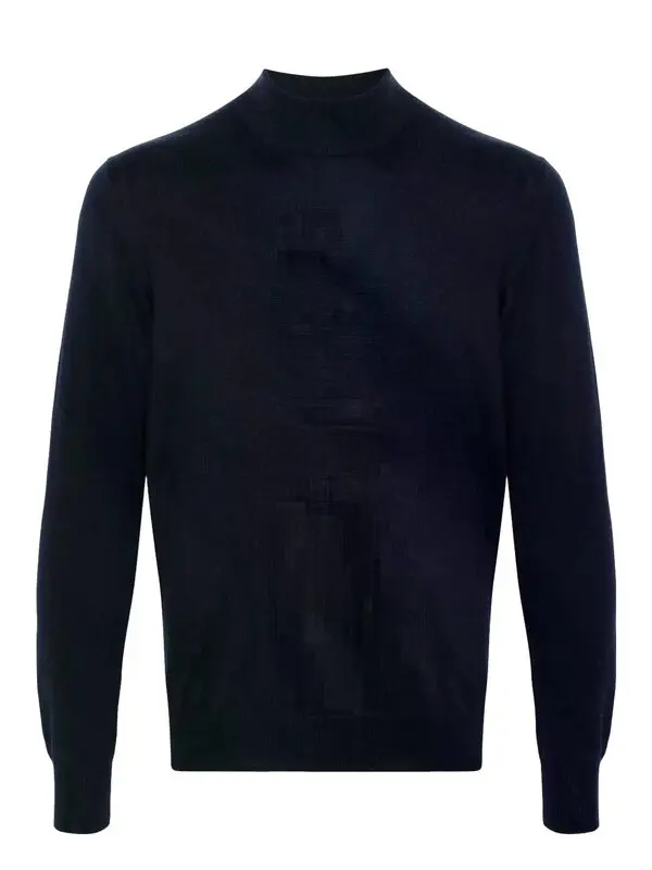 FILERIA Virgin Wool High Neck Sweater - Blue