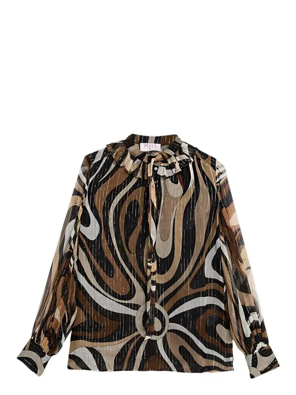 Emilio Pucci Marmo Print Silk Blouse - Black Gold