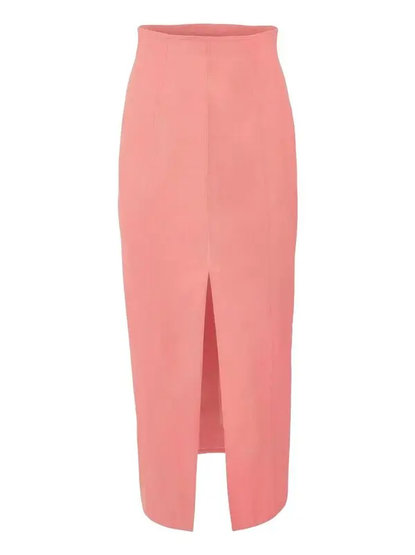Carolina Herrera High-waist Denim Midi Skirt - Pink
