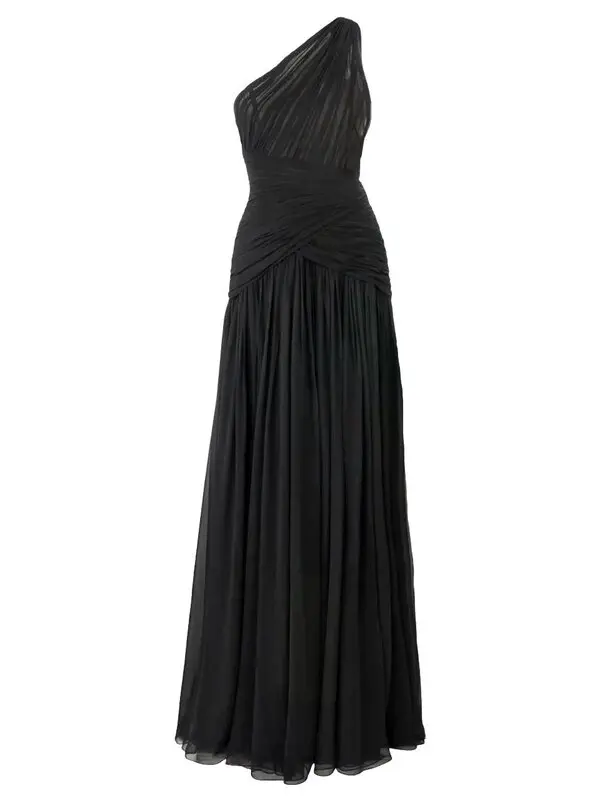 Carolina Herrera Gathered One-shoulder Gown - Black
