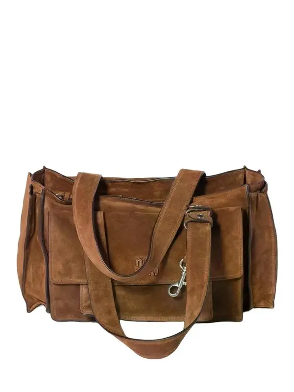 Miu Miu Suede Utility Shoulder Bag - Brown