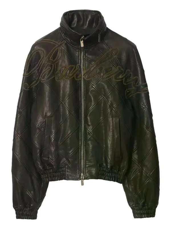 Burberry Cursive-logo Leather Jacket - Black