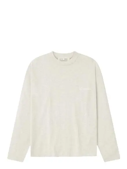 Fear Of God Essentials Embroidered Classic Long Sleeve Tee Shirt - Oatmeal Heather