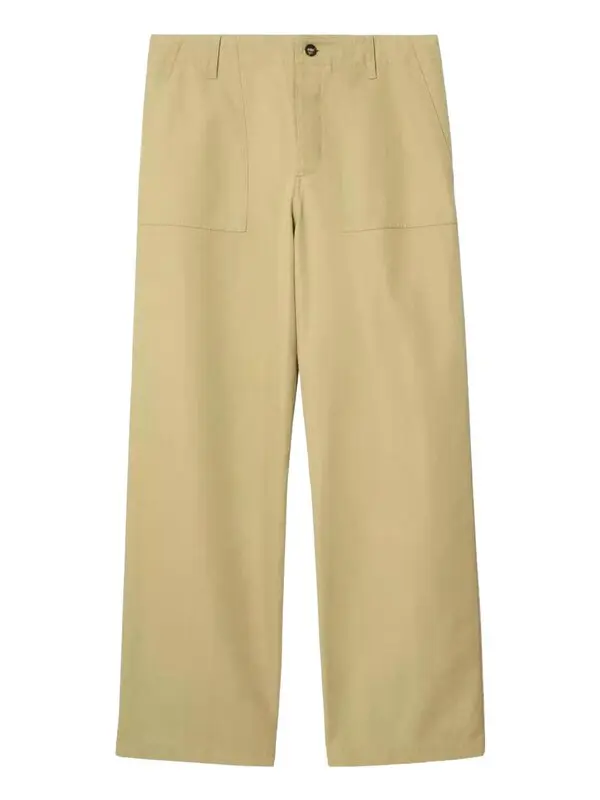 Burberry Logo-embroidered Trousers - Neutrals